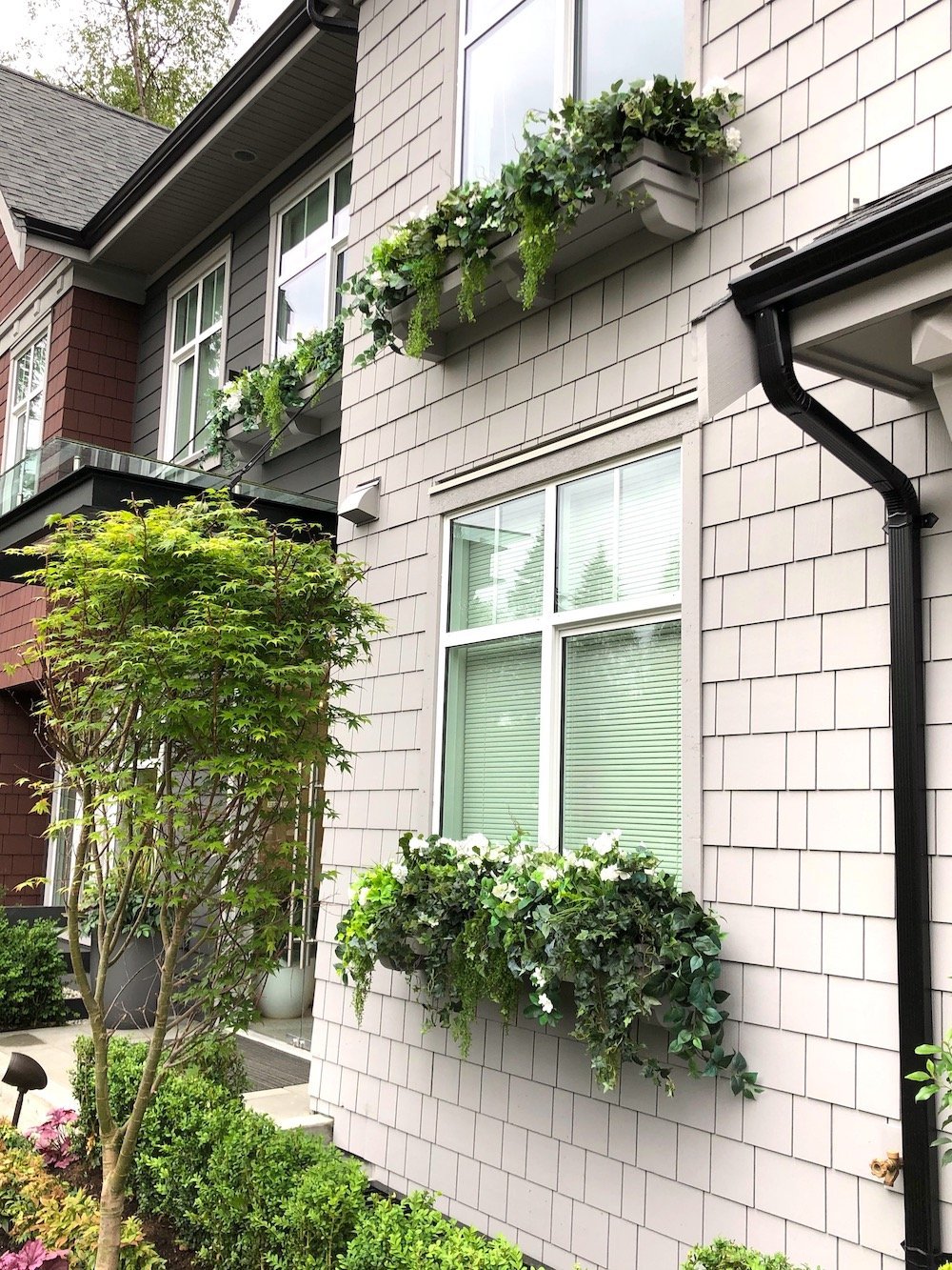 Window Boxes with Replica Greenery - Greenscape Design & Decor